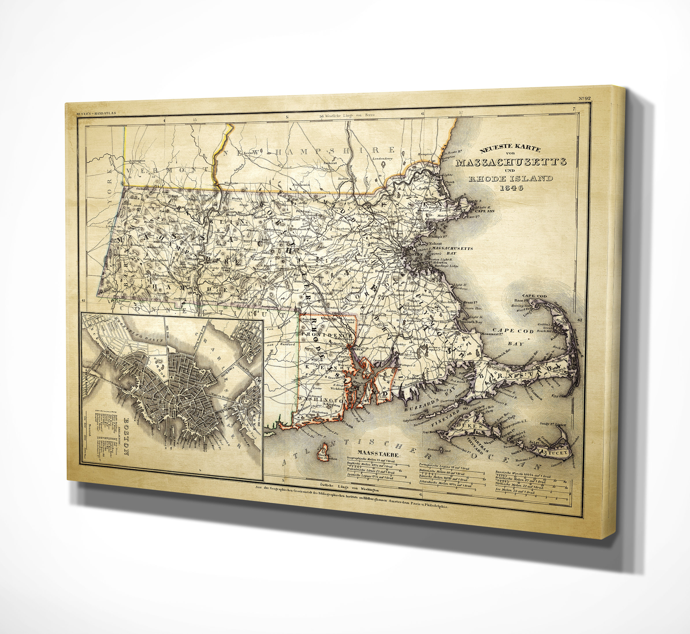 Wexford Home Massachusetts Sketch Map II - Graphic Art Print on Wrapped Canvas | Wayfair